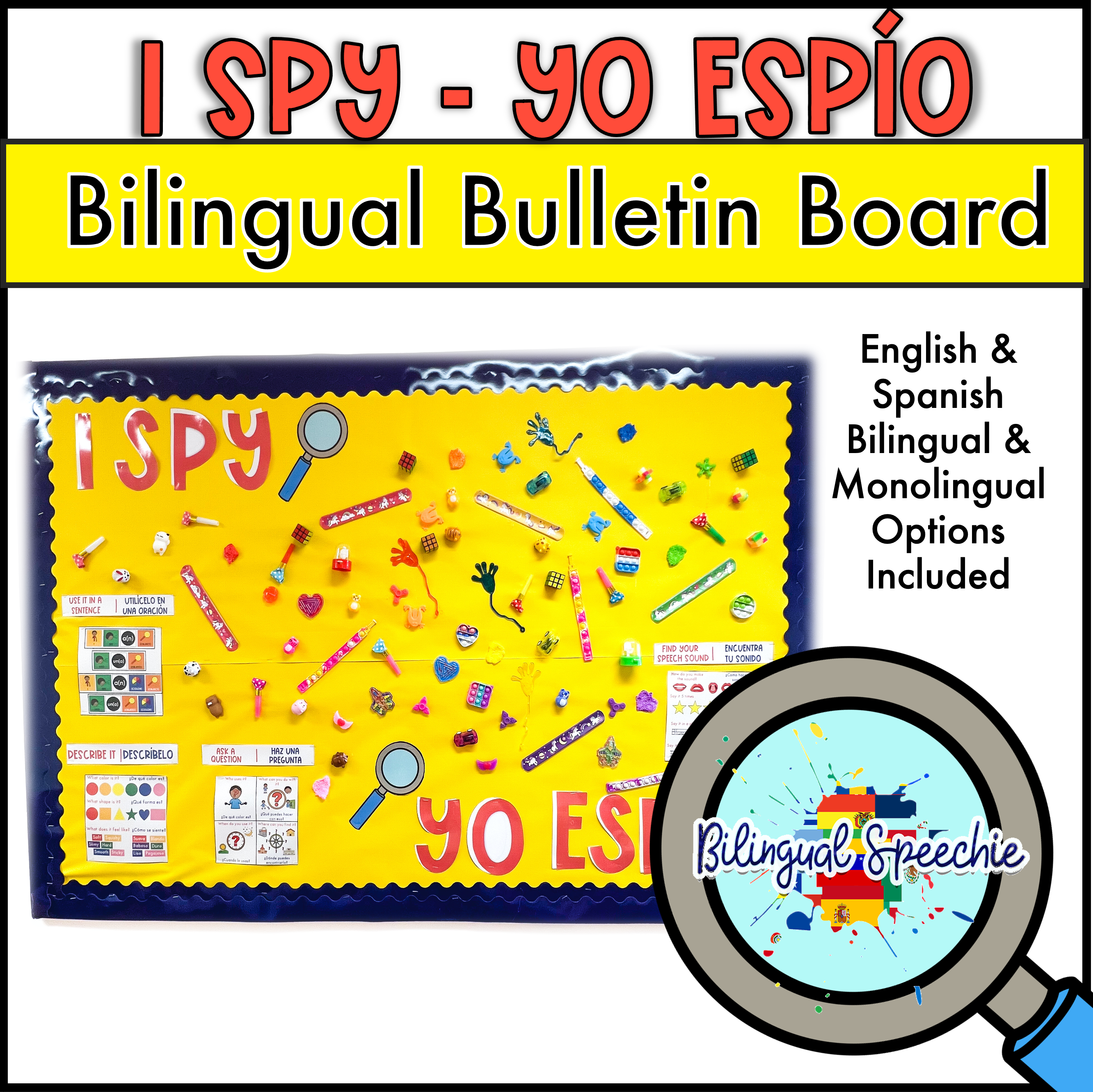 Bulletin Board Decor Kit for Classroom | I Spy - Yo Espío – Bilingual ...