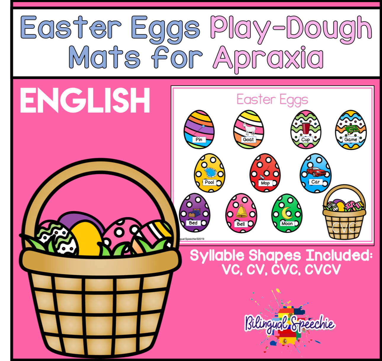 Apraxia Easter Eggs | Play Dough Mats | English – Bilingual Speechie