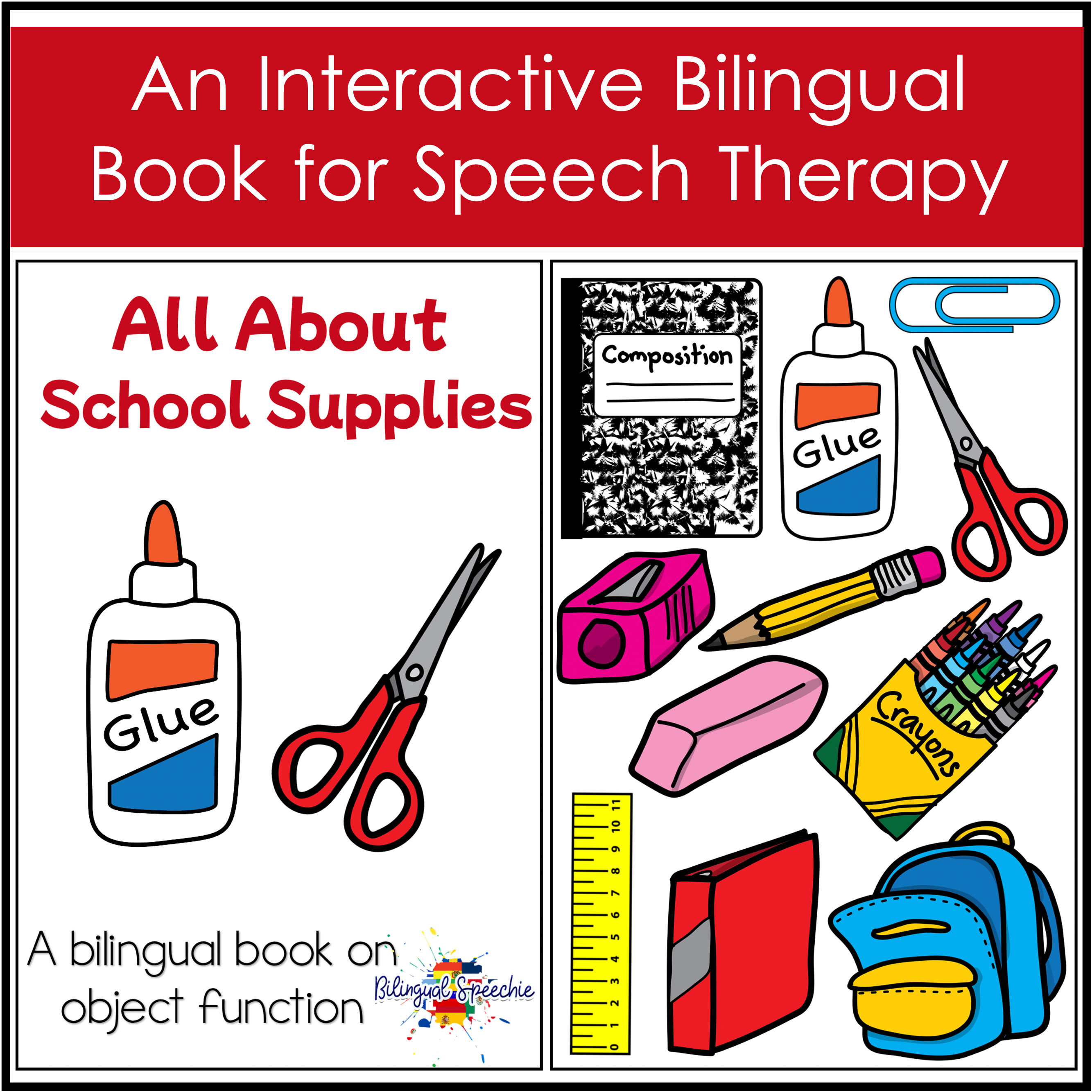 All About School Supplies | Bilingual Object Function Book – Bilingual ...