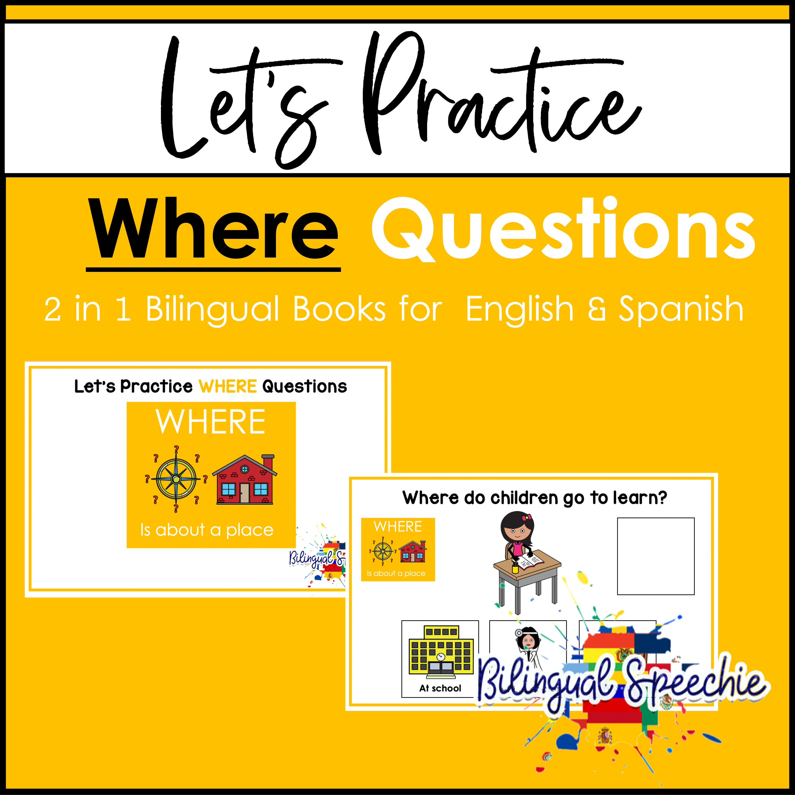 Bilingual WH- Questions Book | WHERE | English & Spanish – Bilingual ...