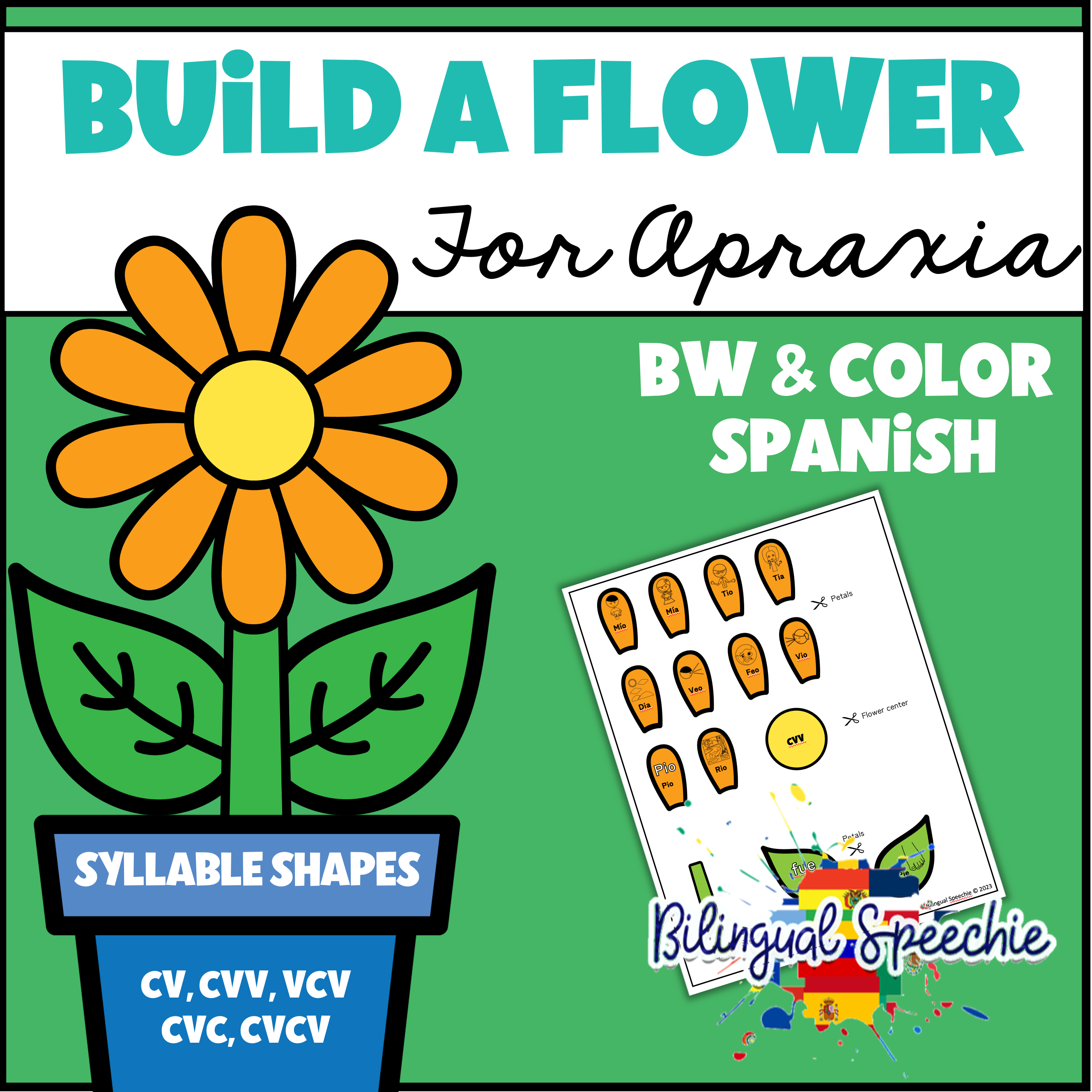 Build a Flower - Spring Activity for Apraxia | Spanish - Bilingual Speechie
