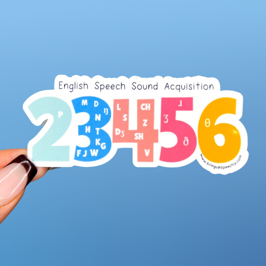 English Speech Sound Acquisition Sticker - Bilingual Speechie