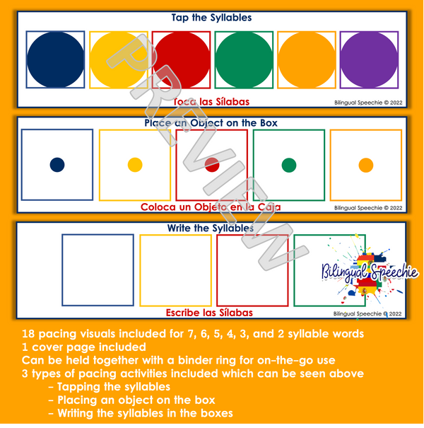 Bilingual Pacing Board Visuals for Multisyllabic Words - Bilingual Speechie