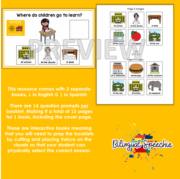 Bilingual WH- Questions Book | WHERE | English & Spanish - Bilingual ...