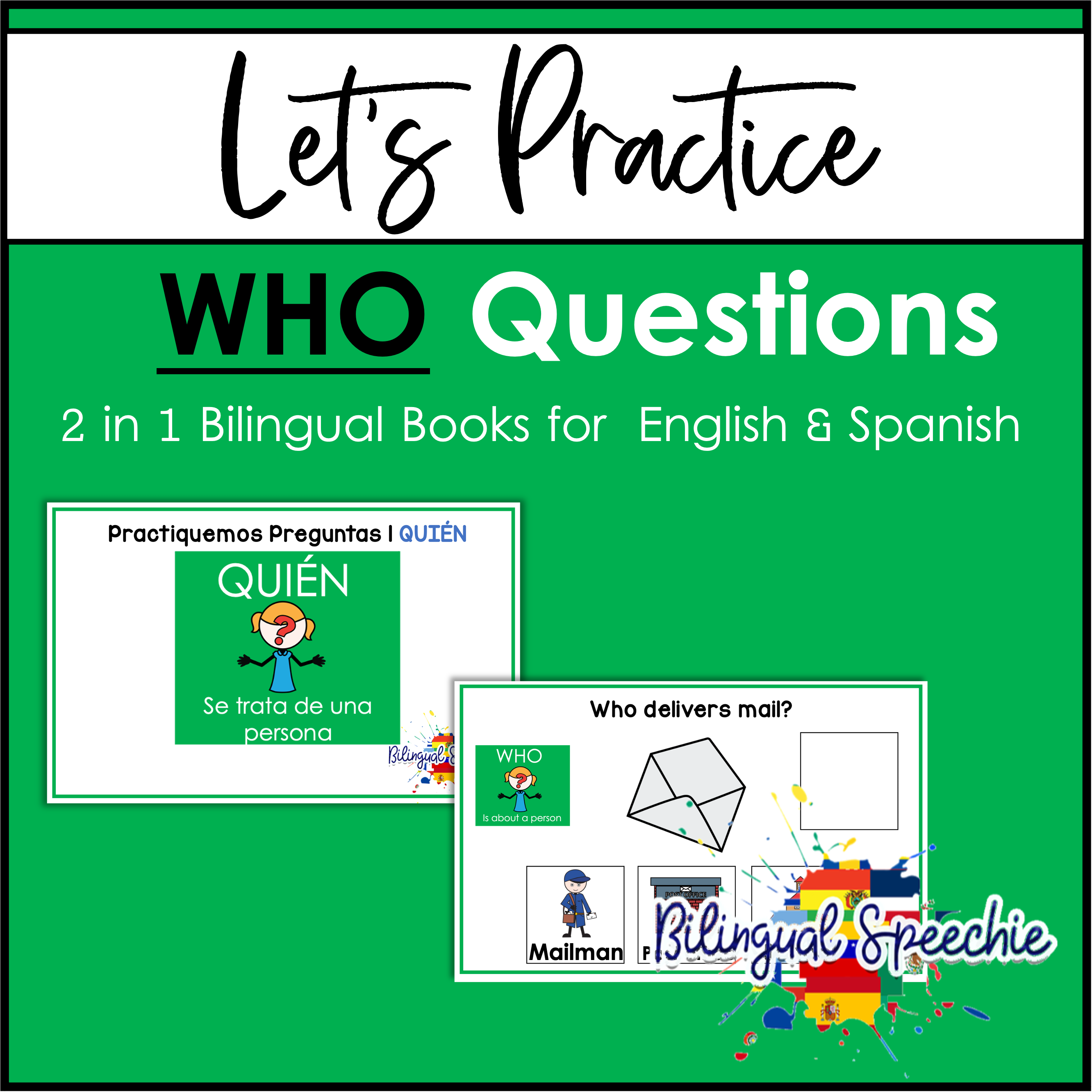 Bilingual WH- Questions Book | WHO | English & Spanish - Bilingual Speechie