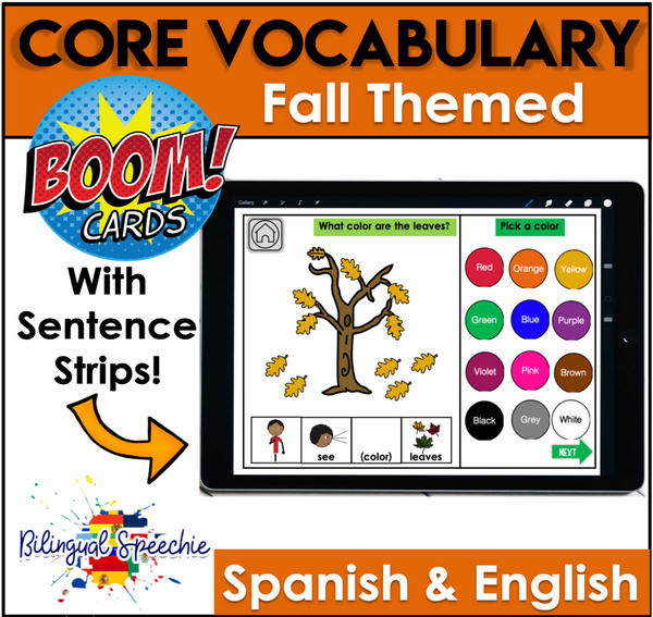 Fall Themed | Spanish & English Core Vocabulary | SEE - Bilingual Speechie