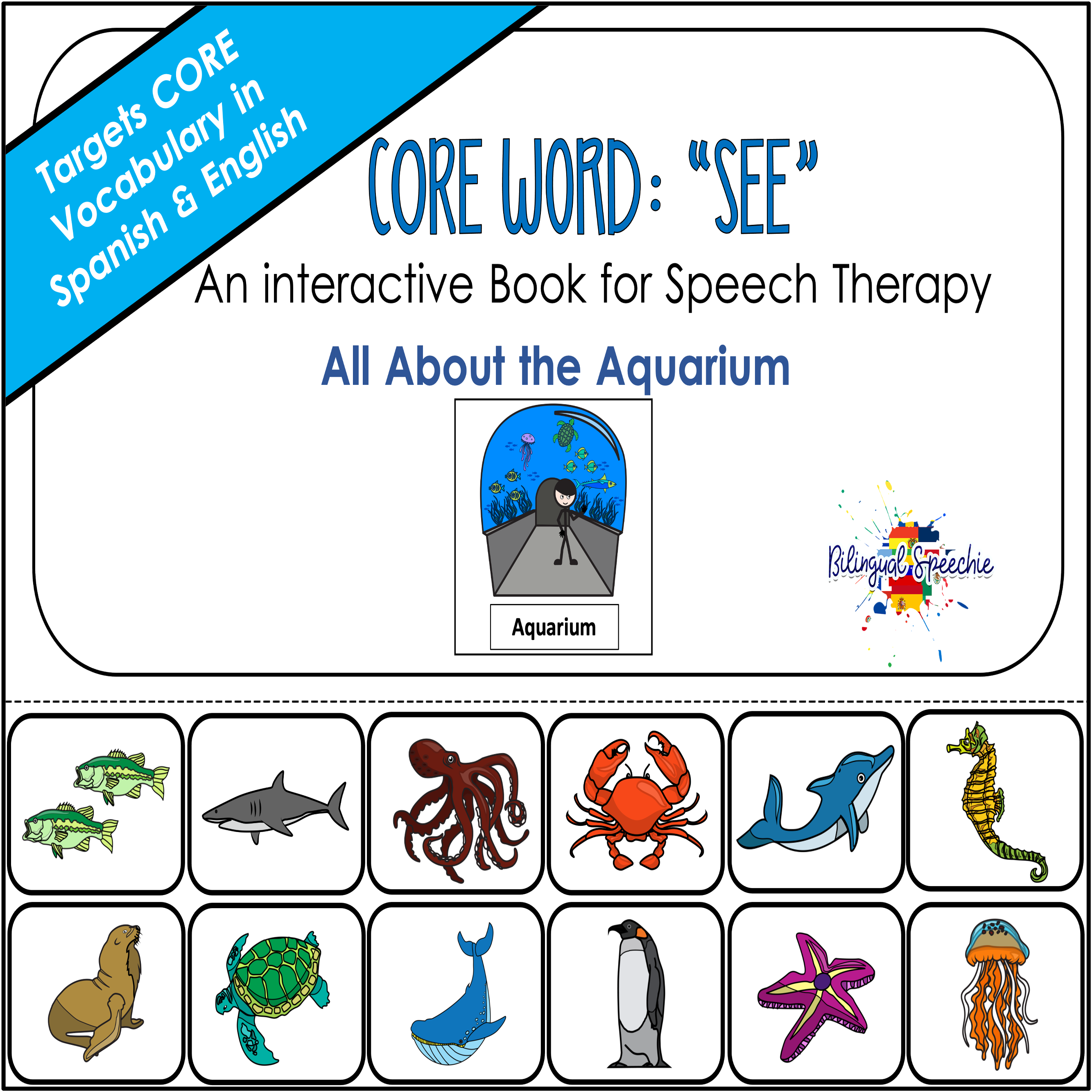 All About the Aquarium Bilingual Core Vocabulary Book - Bilingual Speechie
