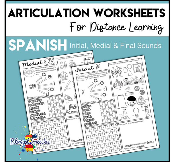 Articulation Worksheets for Distance Learning | Spanish - Bilingual ...