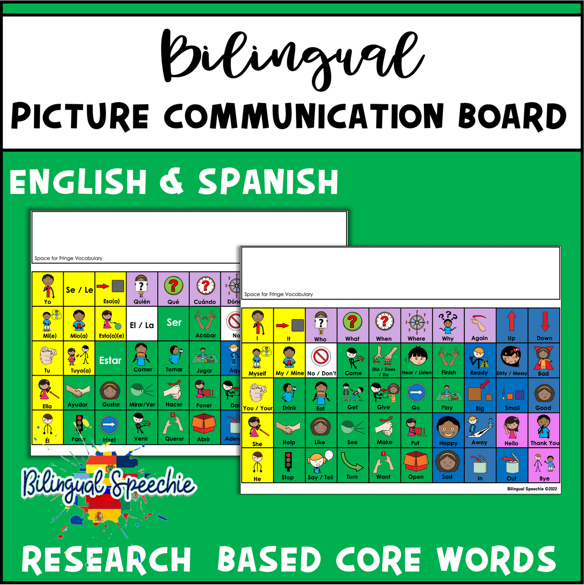 Bilingual Picture Communication Board | English & Spanish – Bilingual ...