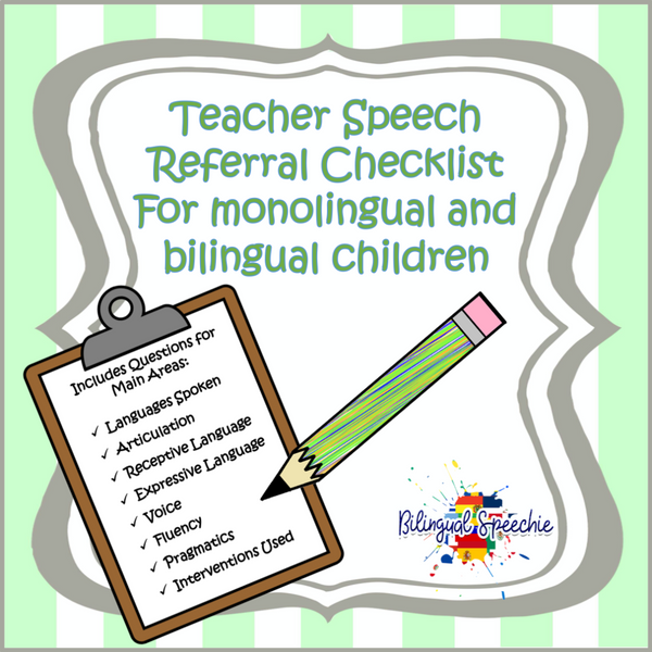 Teacher Speech Referral Form - Bilingual Speechie