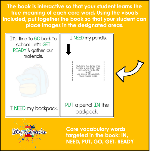 Back-to-School Core Vocabulary Book | BILINGUAL - Bilingual Speechie