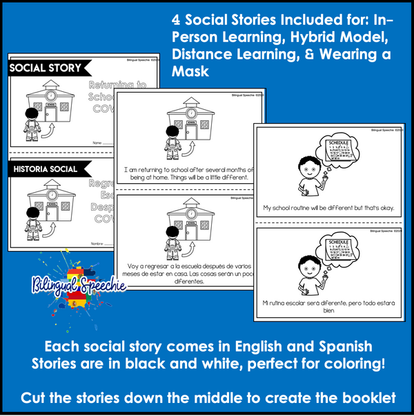 COVID-19 Bilingual Social Stories | Coloring Booklets - Bilingual Speechie