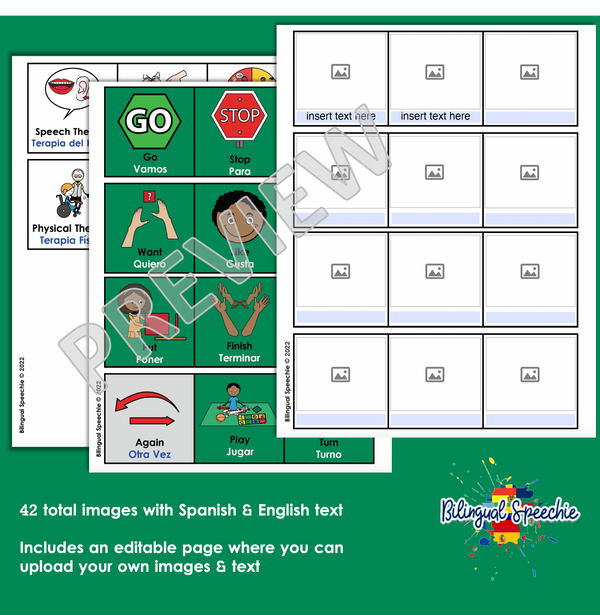 Bilingual Visuals for Keychains or Lanyards | Editable - Bilingual Speechie